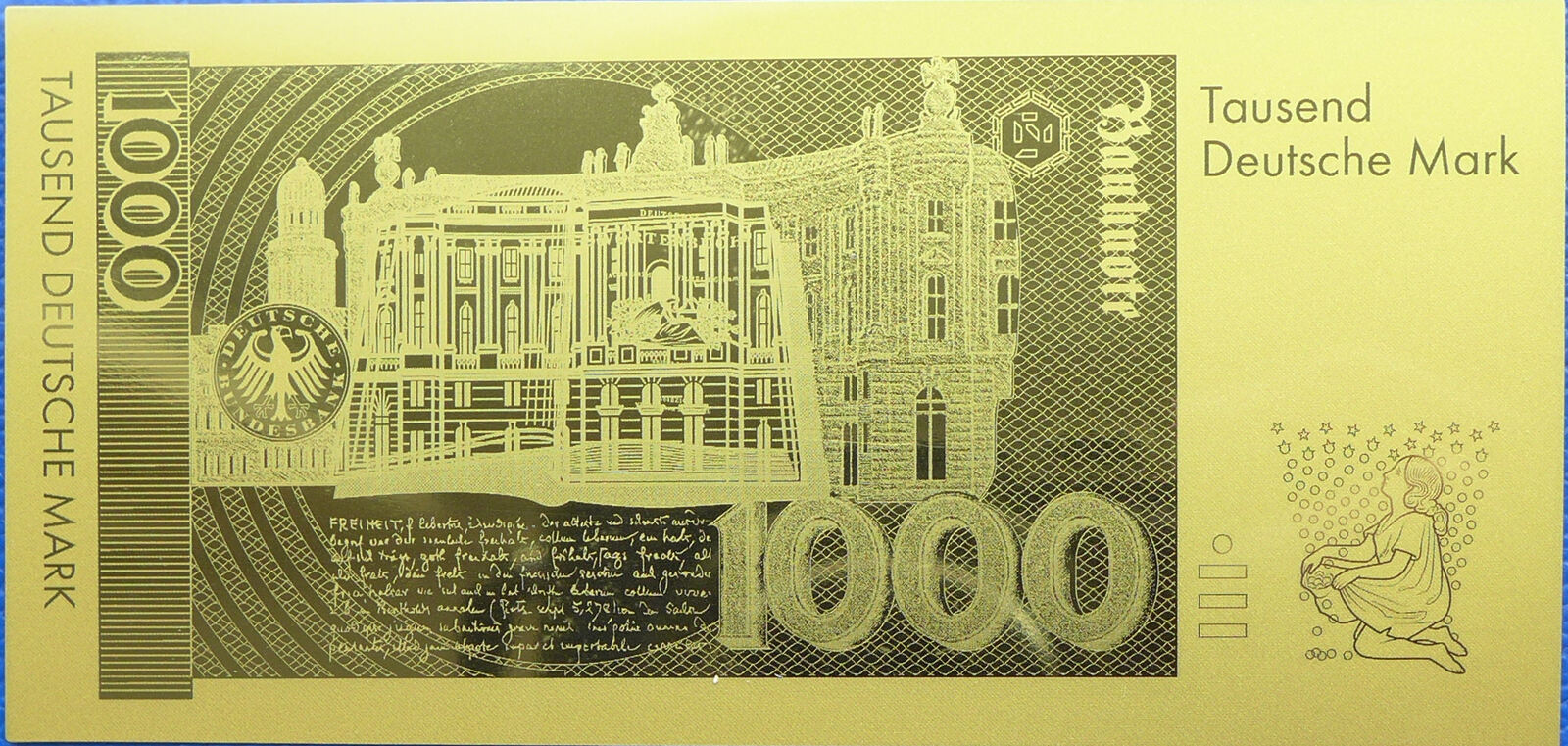 Deutschland Goldnote Die DM Banknoten 1000 Deutsche Mark - Wilhelm und ...