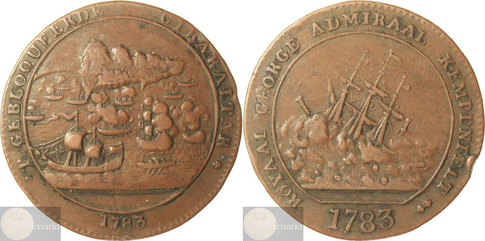 Great-Britain / The Netherlands Historical Medal 1783 Jeton Blockade of ...