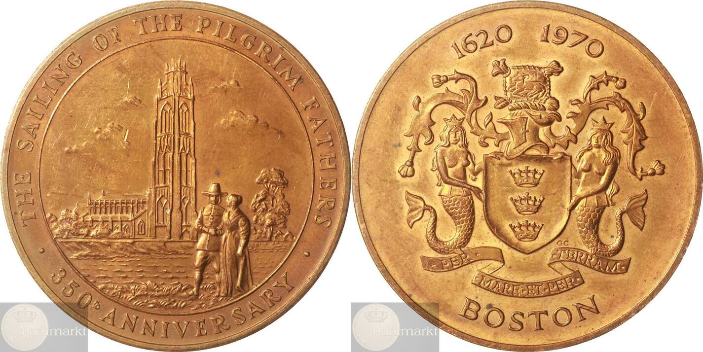 United States of America Historical Medal 1970 Boston: 350th ...