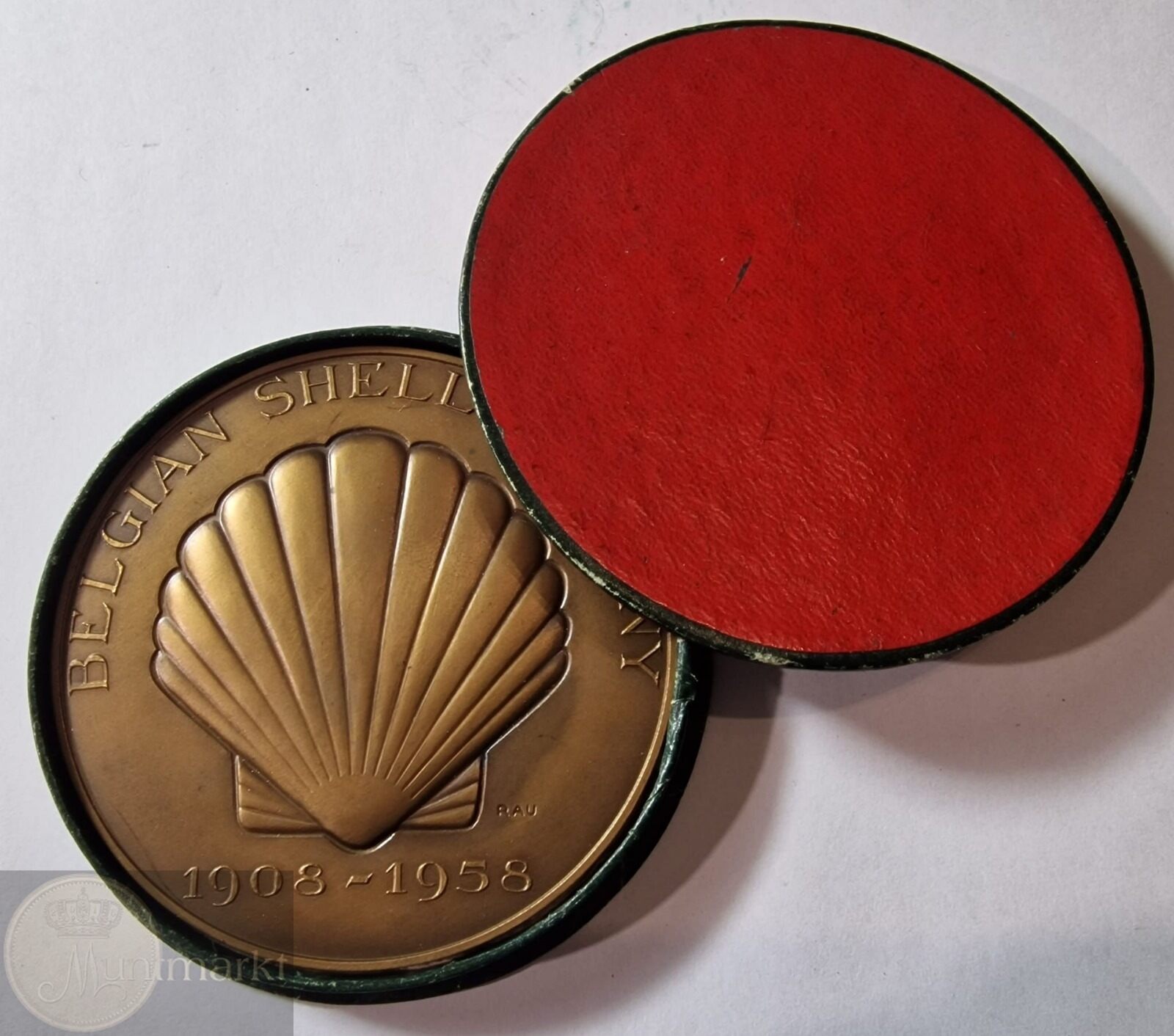 België Historiepenning 1958 50-Jarig bestaan Belgian Shell Company door Marcel Rau & Fisch XF ...