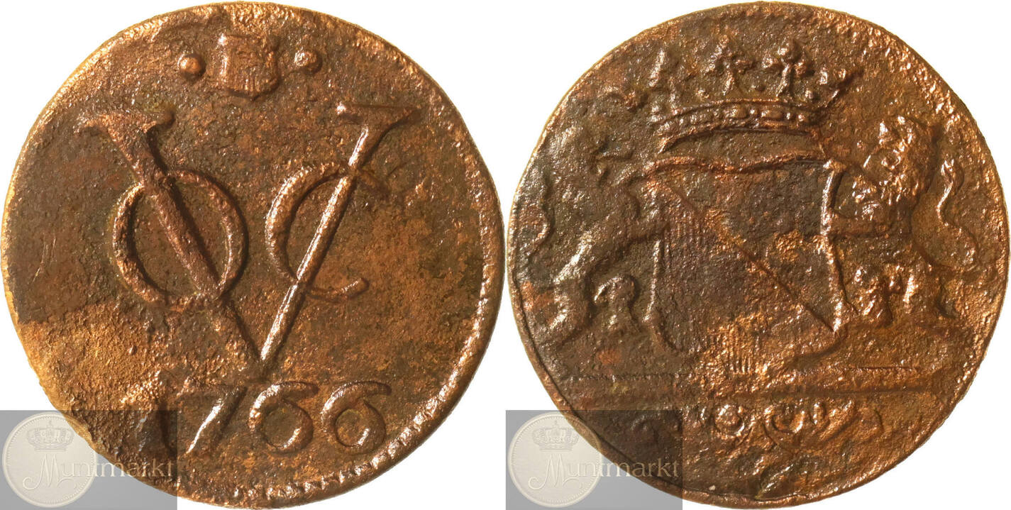 VOC - Utrecht - Netherlands East Indies Duit 1766 V.O.C. VF - XF | MA-Shops