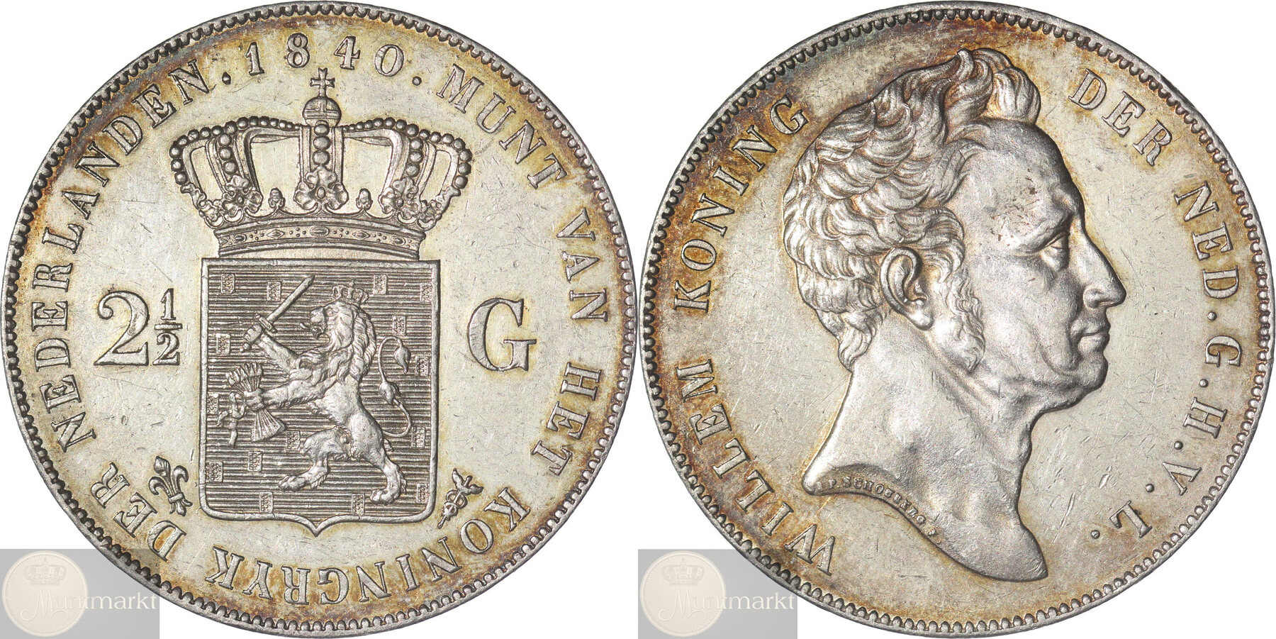 Koninkrijk der Nederlanden 2½ Gulden / Rijksdaalder 1840 Willem I ...