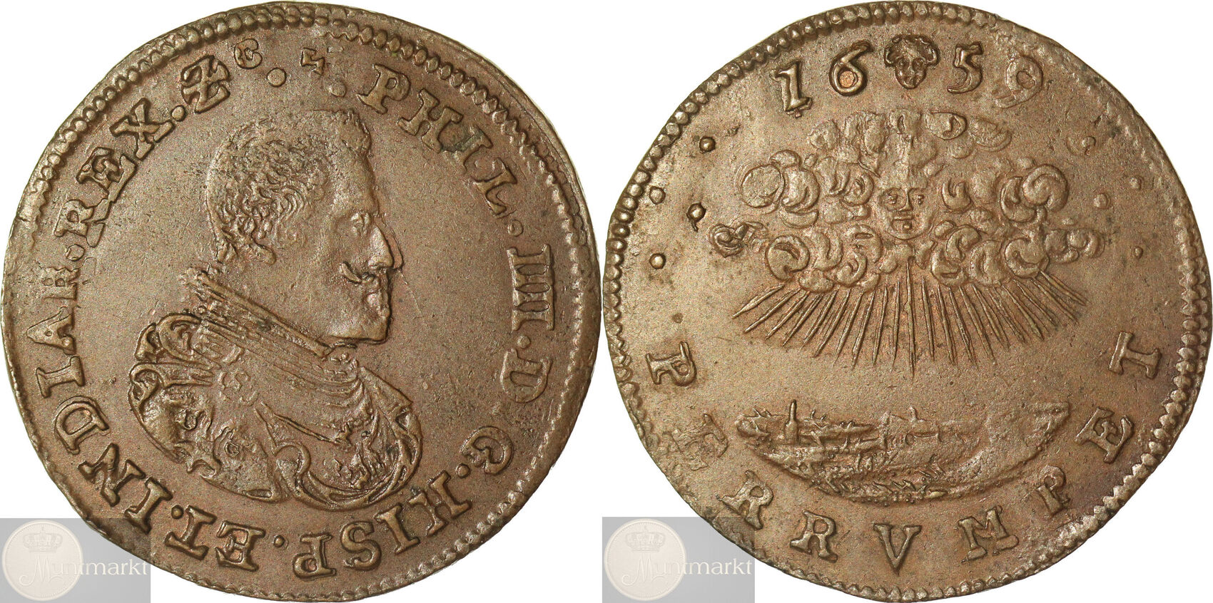 Spaanse Nederlanden Rekenpenning / Jeton 1659 Brussels - Truce between ...