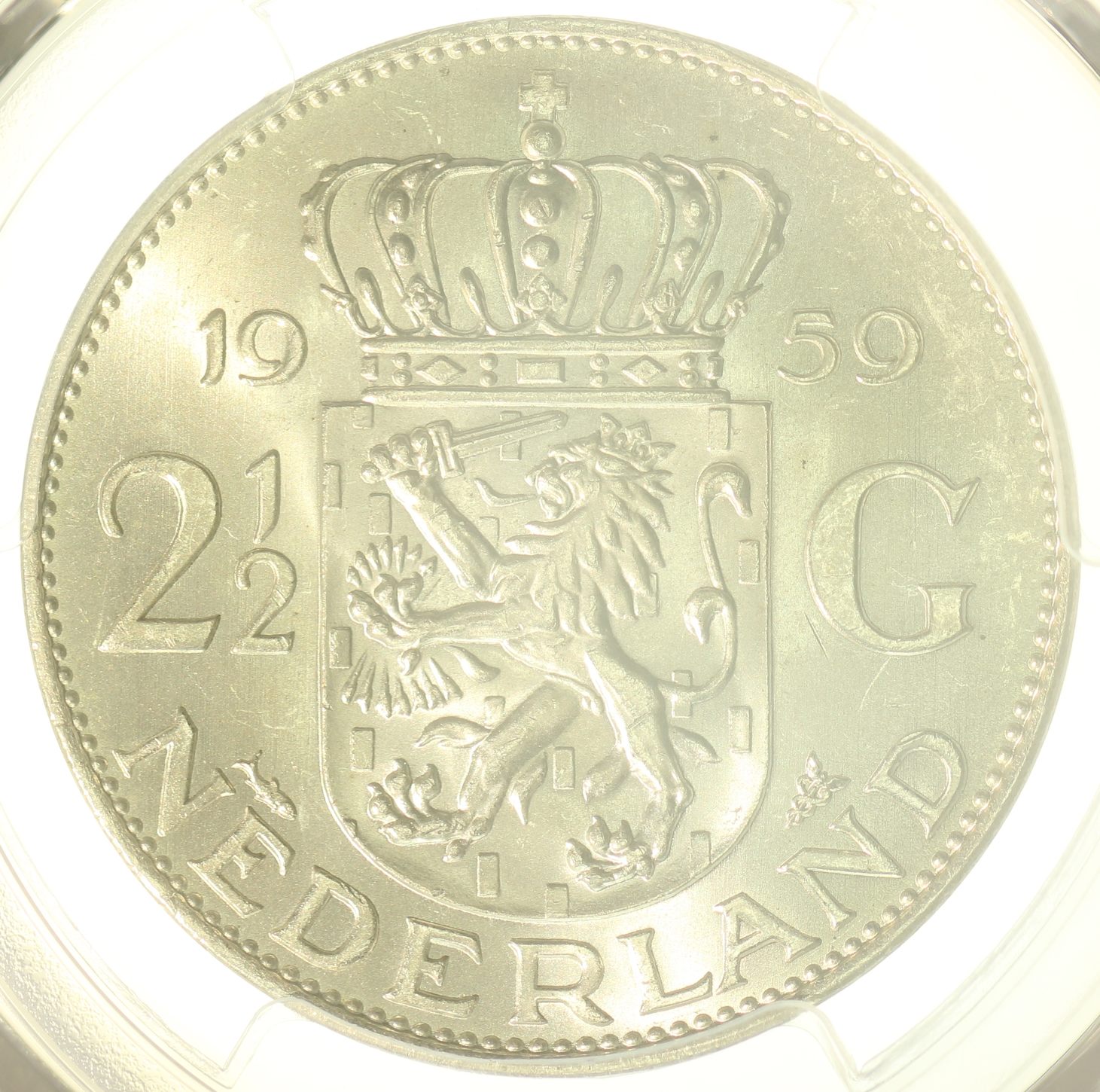 Netherlands Juliana - 2½ Gulden / Rijksdaalder 1959 PCGS MS66+ | MA-Shops