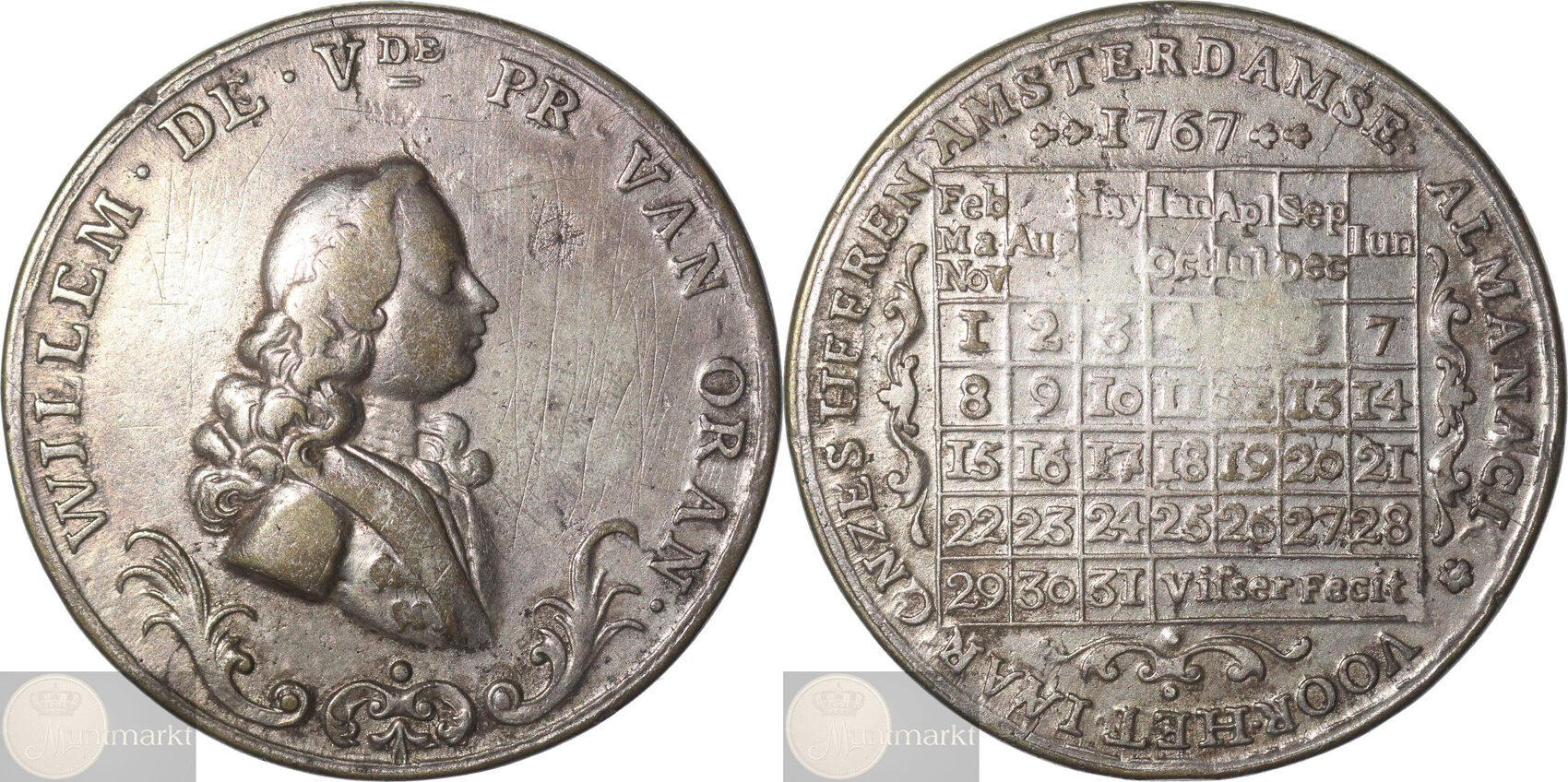 Republiek der Zeven Verenigde Nederlanden 1767 Calendar Medal ...