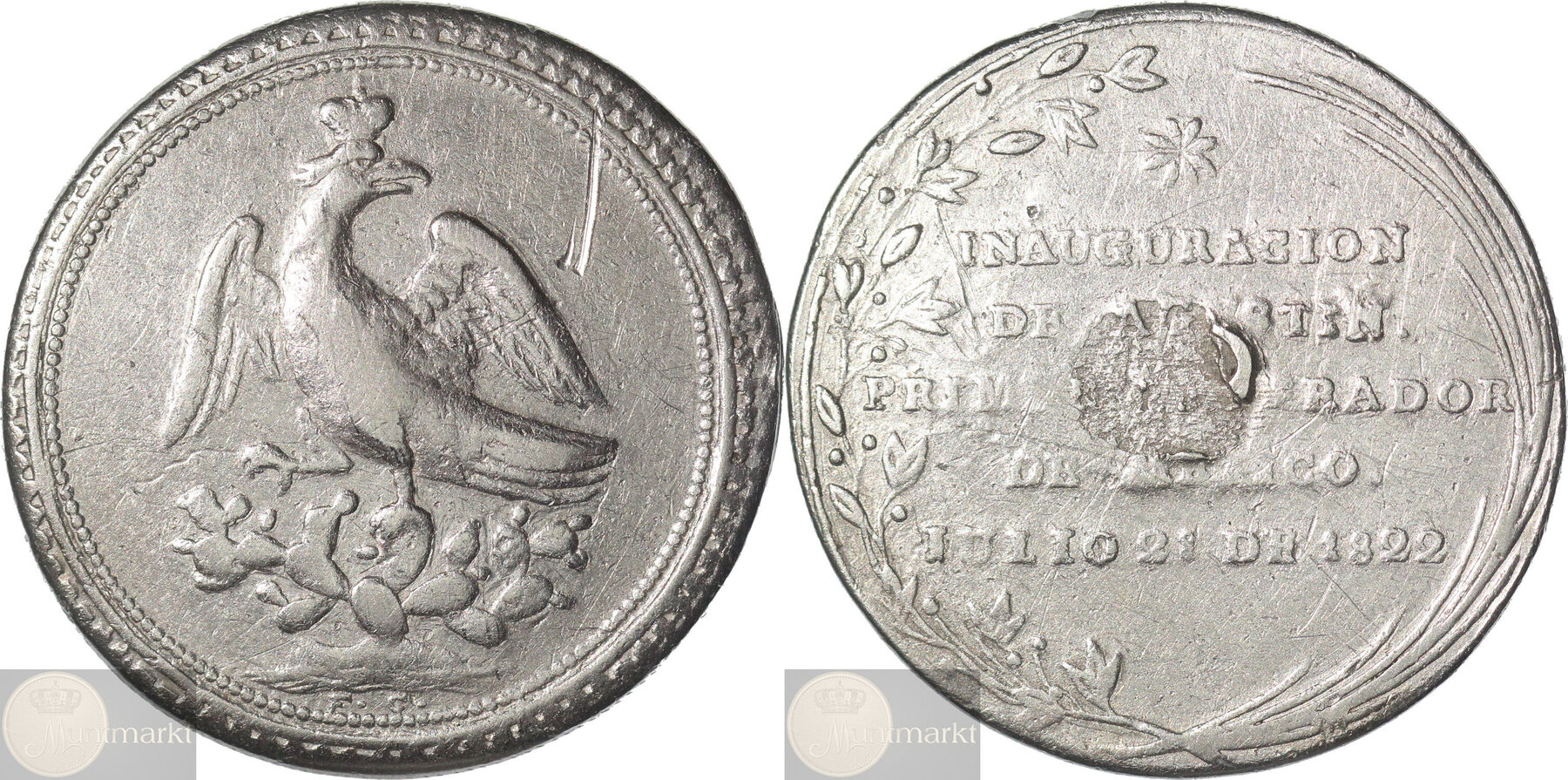 Mexico - Empire of Iturbide Inauguration medal 1822 Coronation of ...