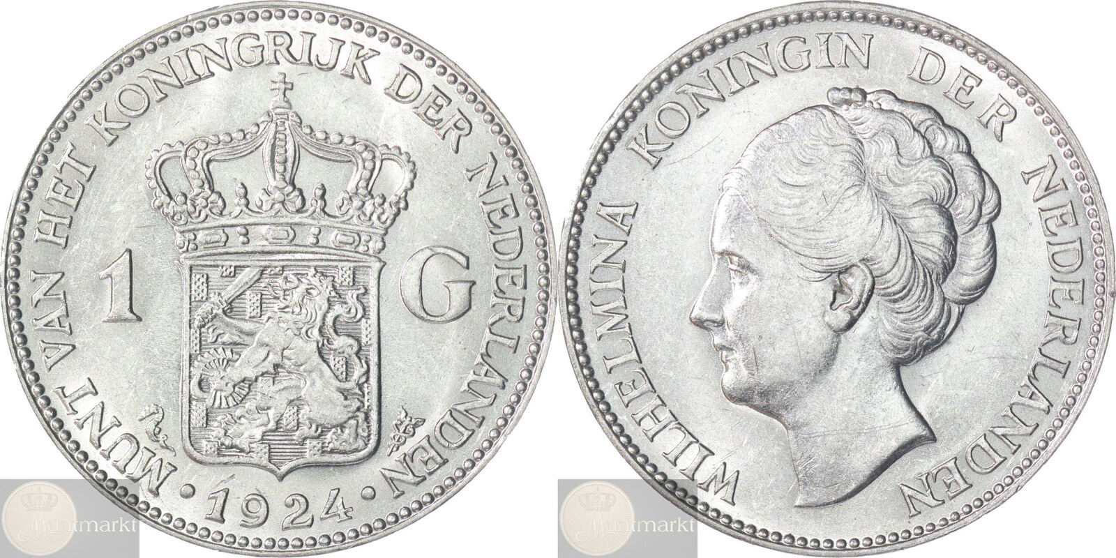 Koninkrijk der Nederlanden 1 Gulden 1924 Wilhelmina aUNC | MA-Shops