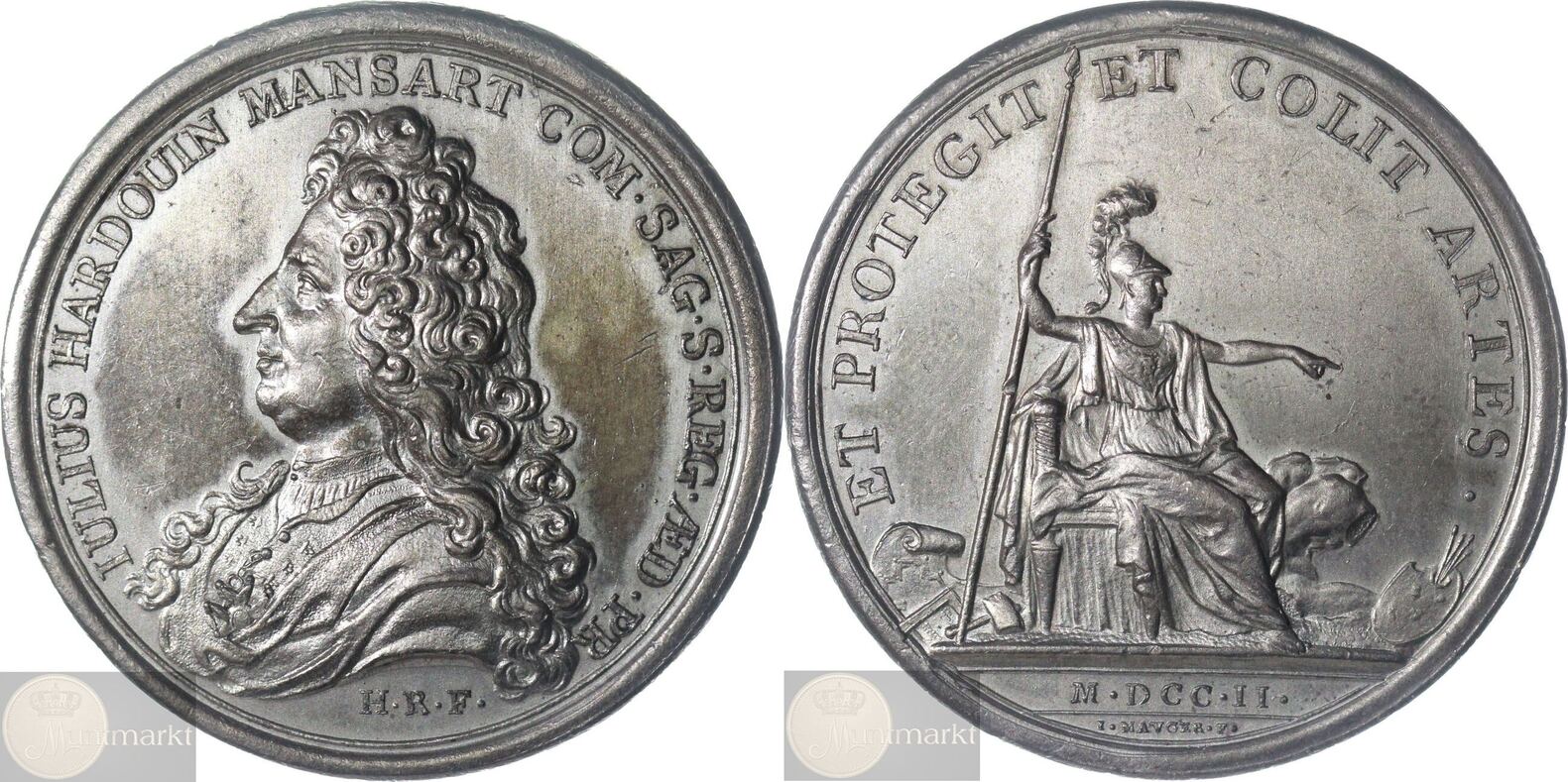 France Historical Medal 1702 (19th century) Jules Hardouin-Mansart by ...