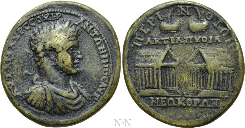 Römische Provinzen Medaillon THRACE. Perinthus. Caracalla (197-217). Ae ...
