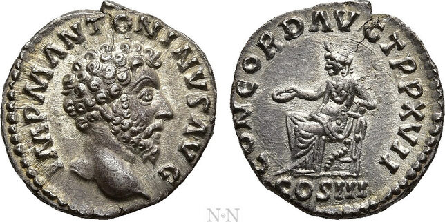 Römisches Kaiserreich MARCUS AURELIUS (161-180). Denarius. Rome. VF+ ...