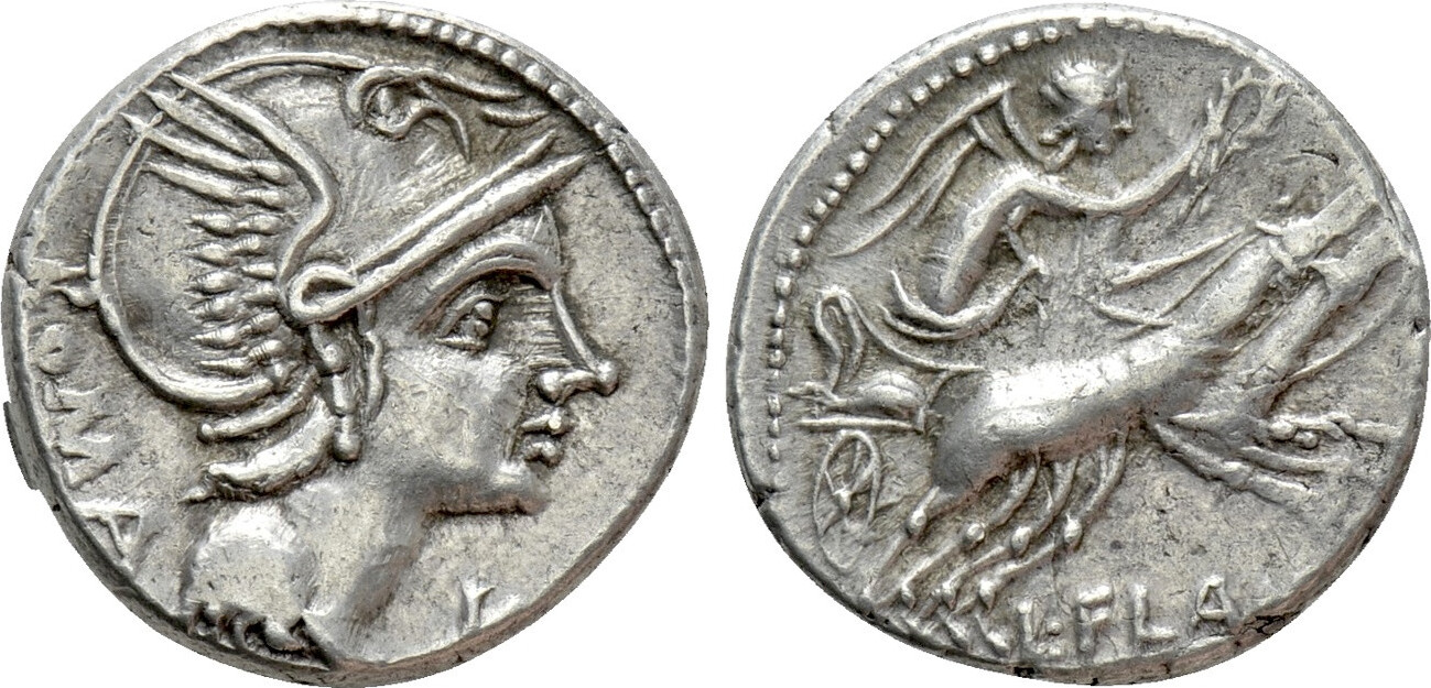 Römische Republik L. FLAMINIUS CHILO. Denarius (109-108 BC). Rome. VF+ ...