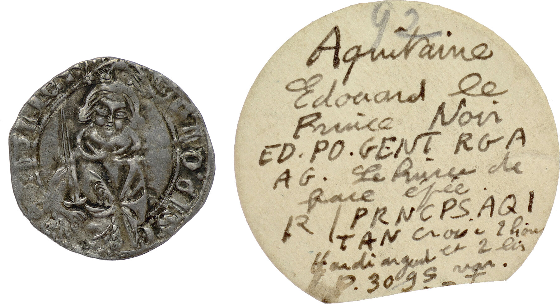 France Feudal Hardi d'argent n.d. (ca. 1362-1372) Anglo-Gallic - Edward ...