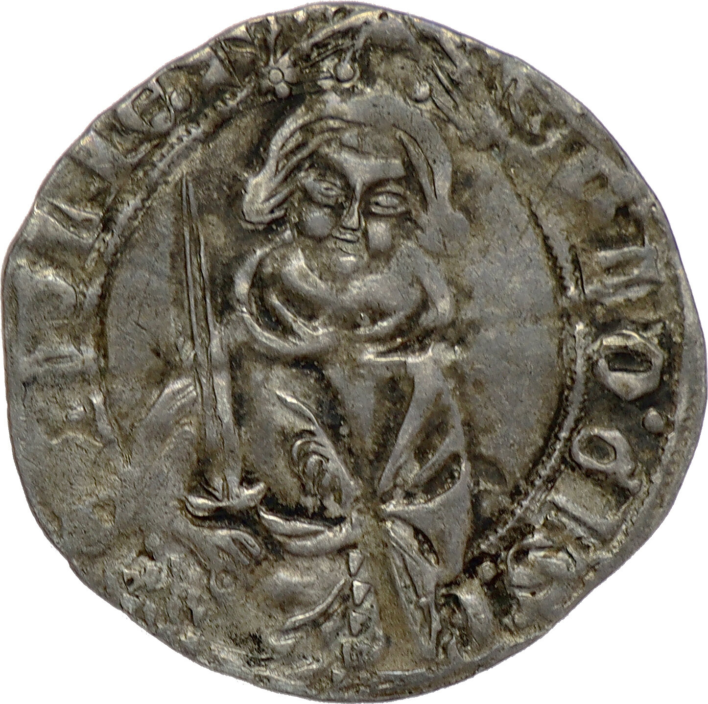 France Feudal Hardi d'argent n.d. (ca. 1362-1372) Anglo-Gallic - Edward ...
