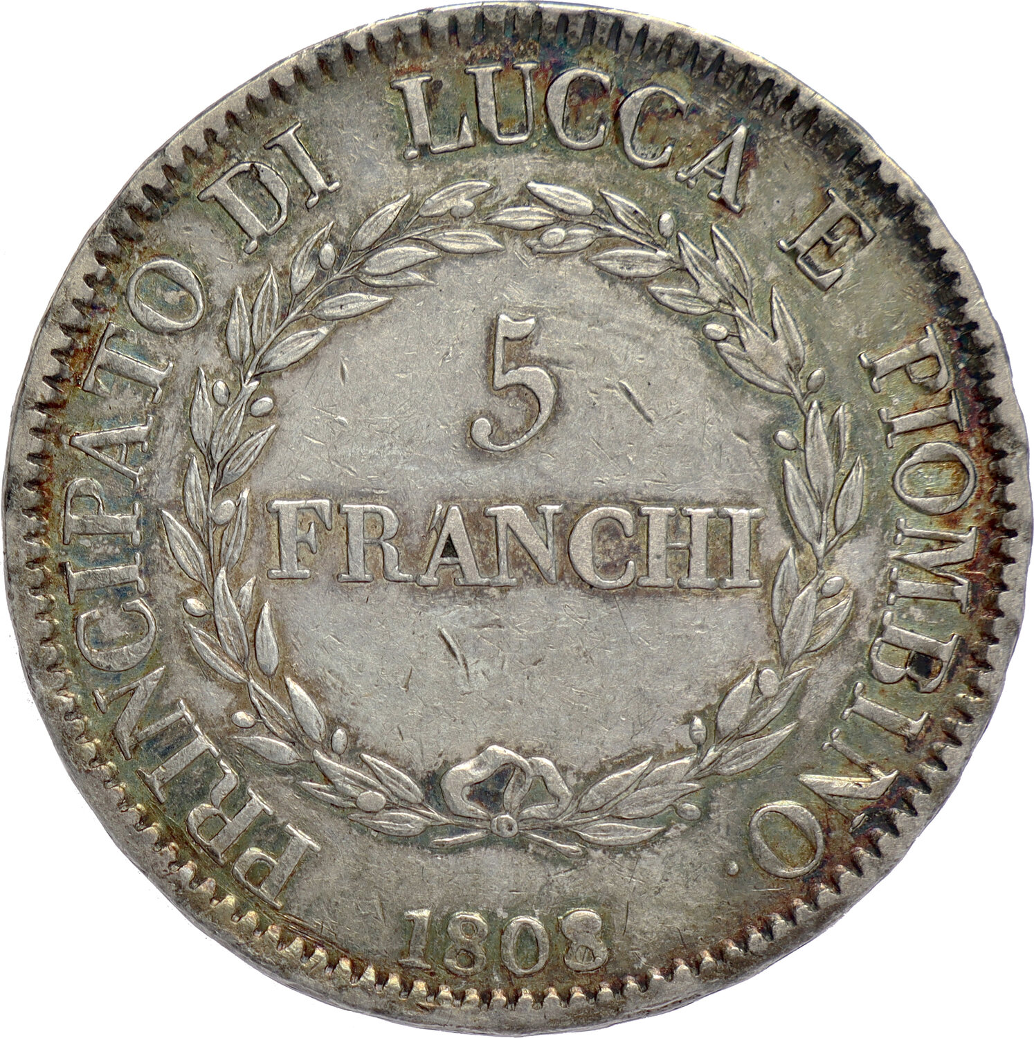 ITALIAN STATES 5 Franchi 1808 over 7 Principality of LUCCA & PIOMBINO ...