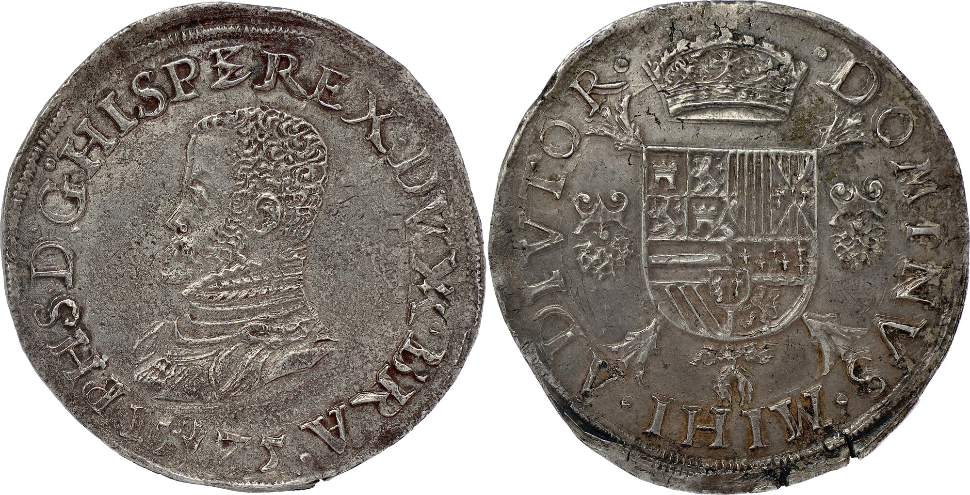 SPANISH NETHERLANDS Philipsdaalder or Ecu Philippe 1575 Duchy of ...