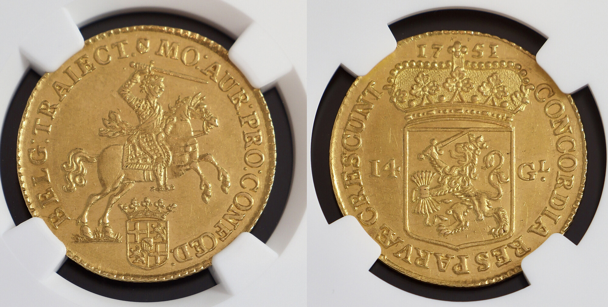 NETHERLAND 14 Gulden 1751 Utrecht (R1=RARE) NGC MS 61 | MA-Shops