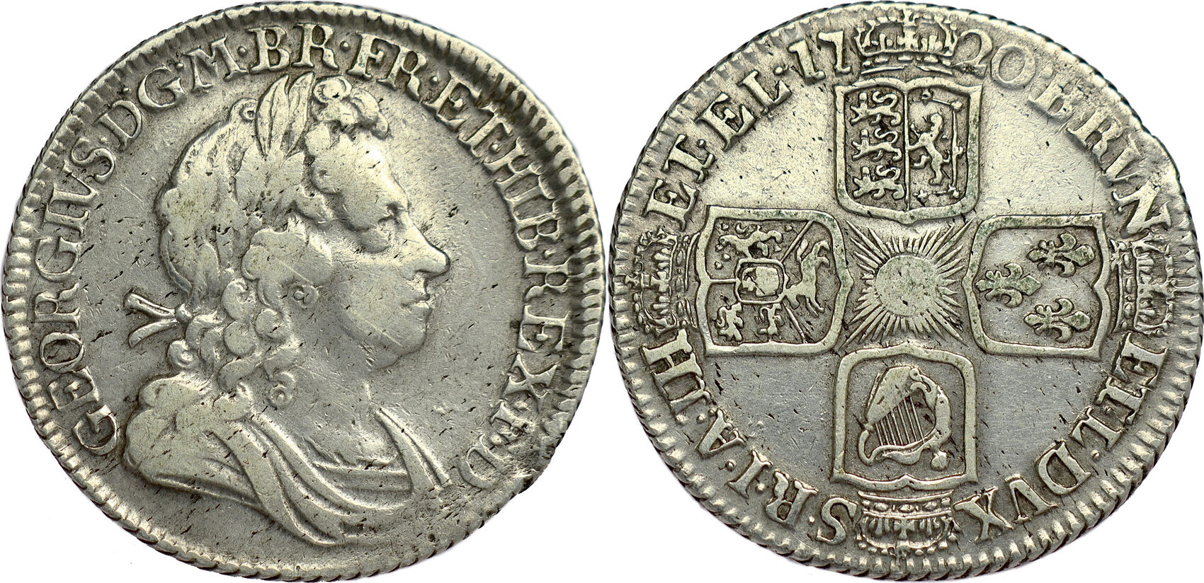 GREAT BRITAIN Shilling 1720 House of Hanover - George I VF | MA-Shops