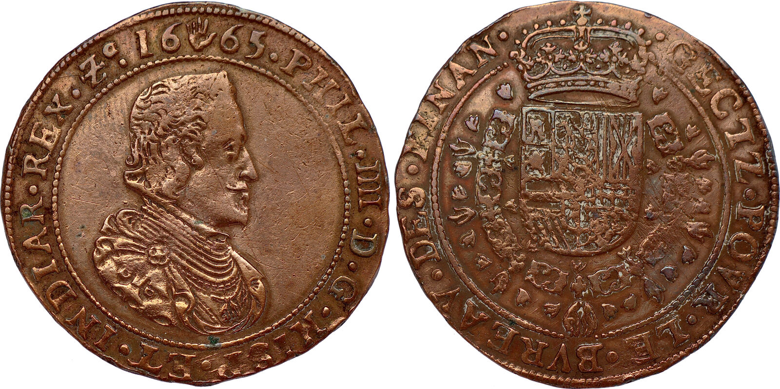 SPANISH NETHERLANDS Æ Jeton or Rekenpenning 1665 Duchy of BRABANT ...