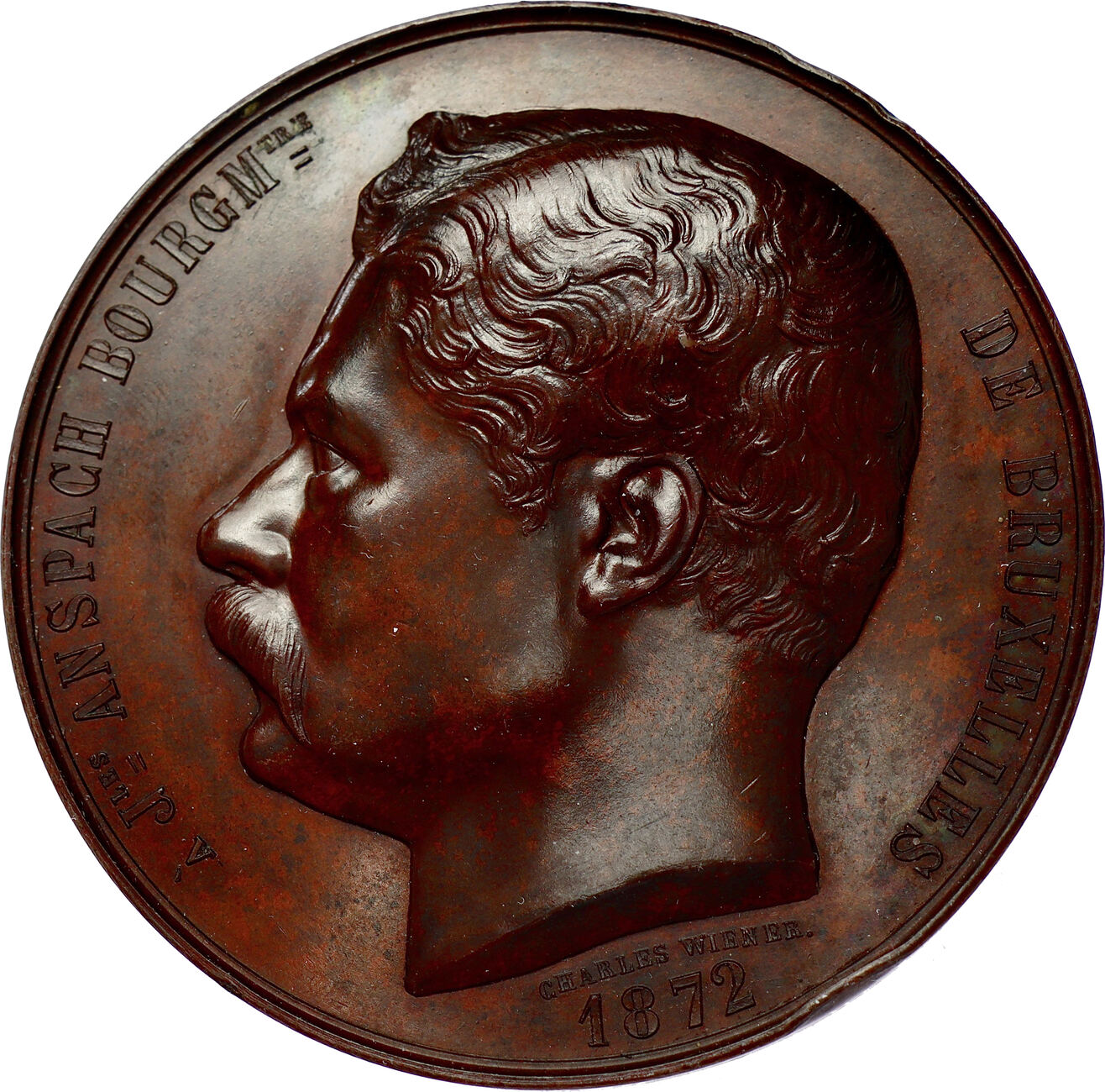 BELGIUM Æ Medal 1872 City of Brussels - Jules Anspach GEF | MA-Shops