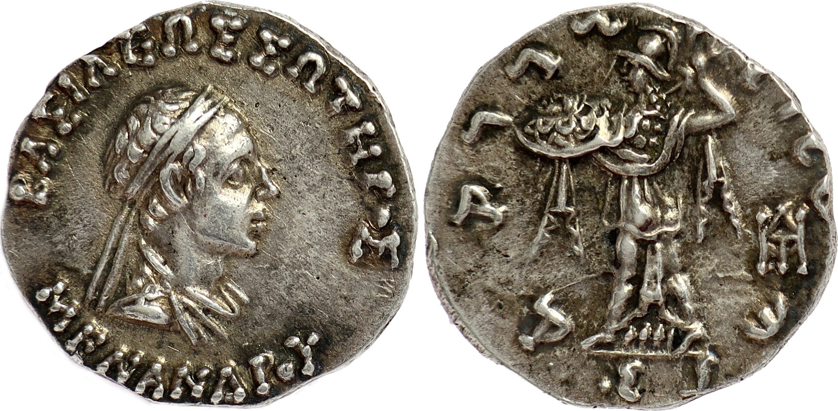 Greco-Bactrian Kingdom AR Drachm c. 155-130 B.C Menander I Soter EF ...