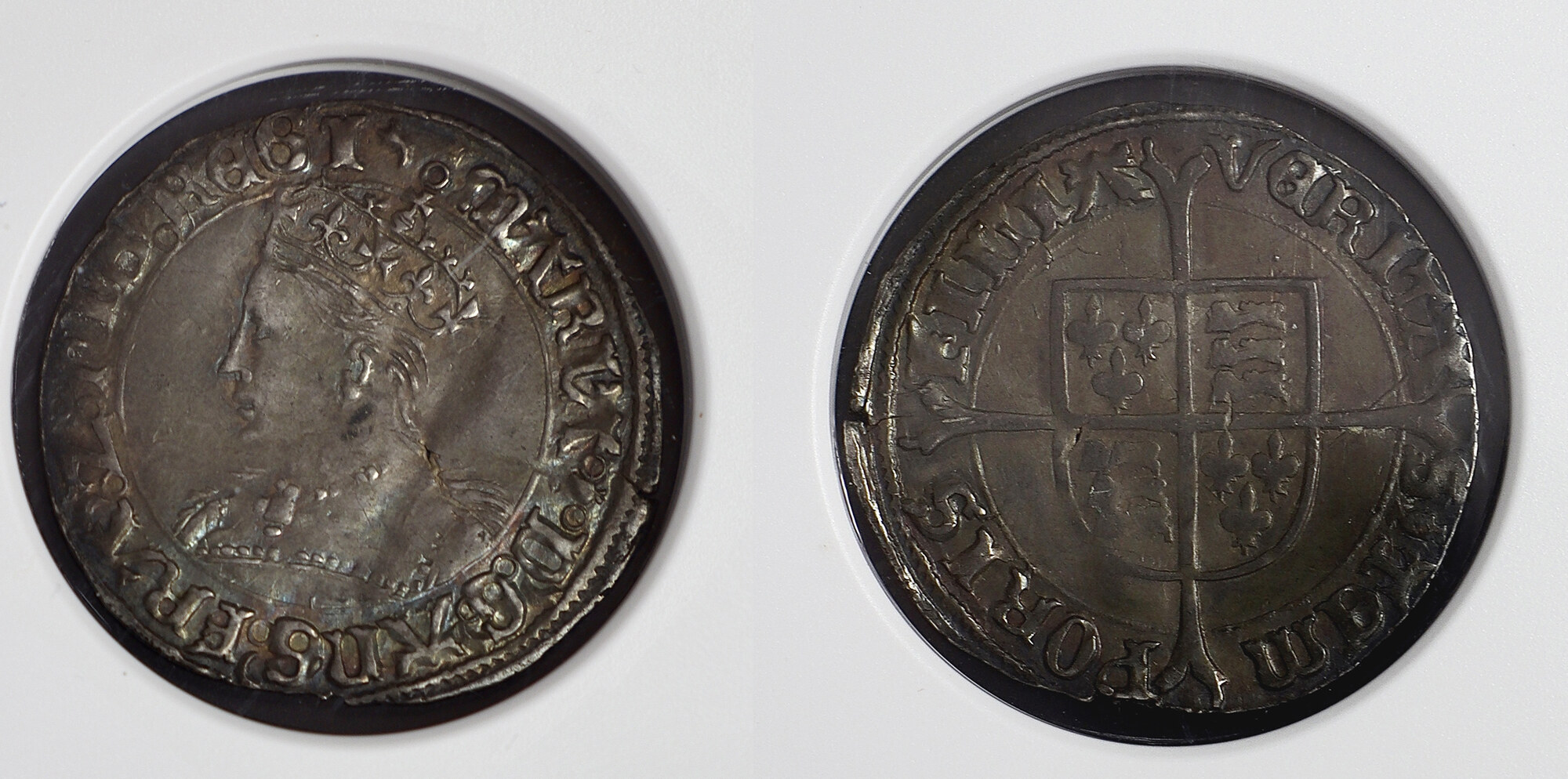 ENGLAND Groat n.d. (1553-54) Mary I - mm. pomegranate NGC AU 53 | MA-Shops
