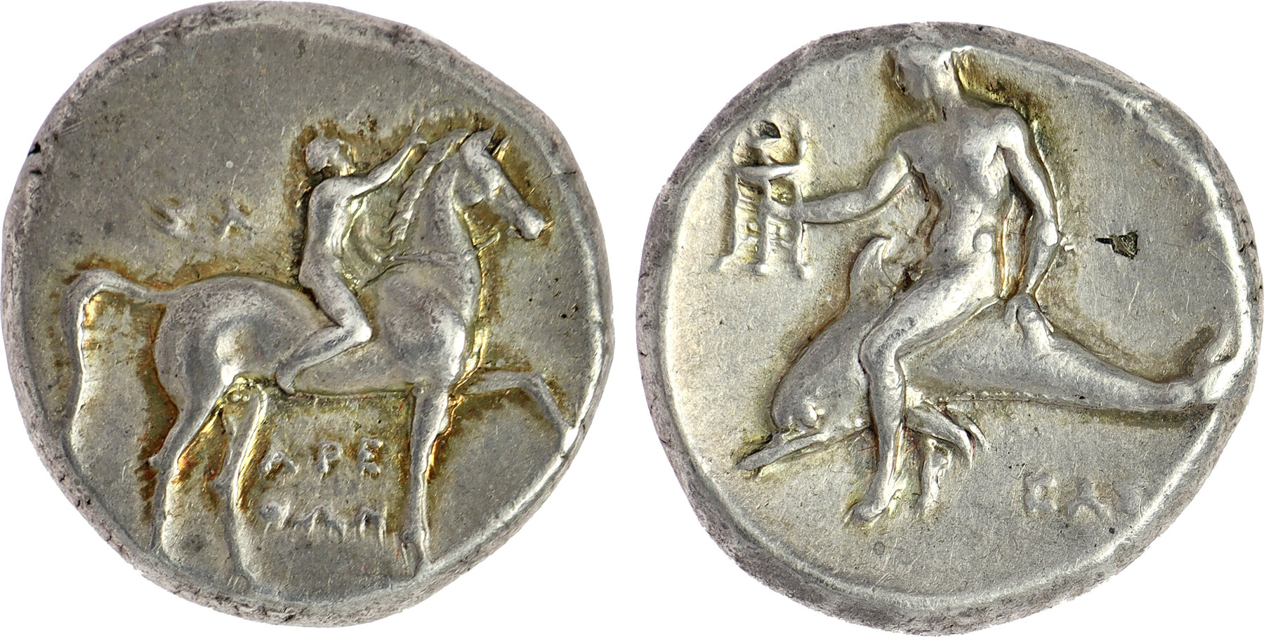 ANCIENT GREECE AR Didrachm or Stater 302-280 BC Calabria - Tarentum ...