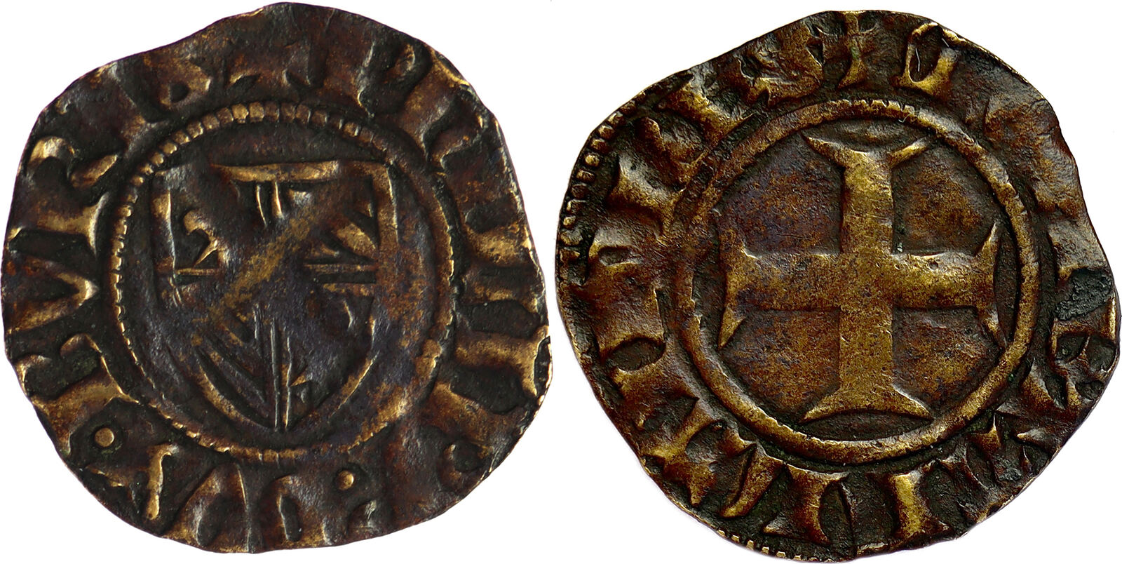 Burgundian Netherlands Dubbele Mijt with shield n.d. (1389-1404) County ...