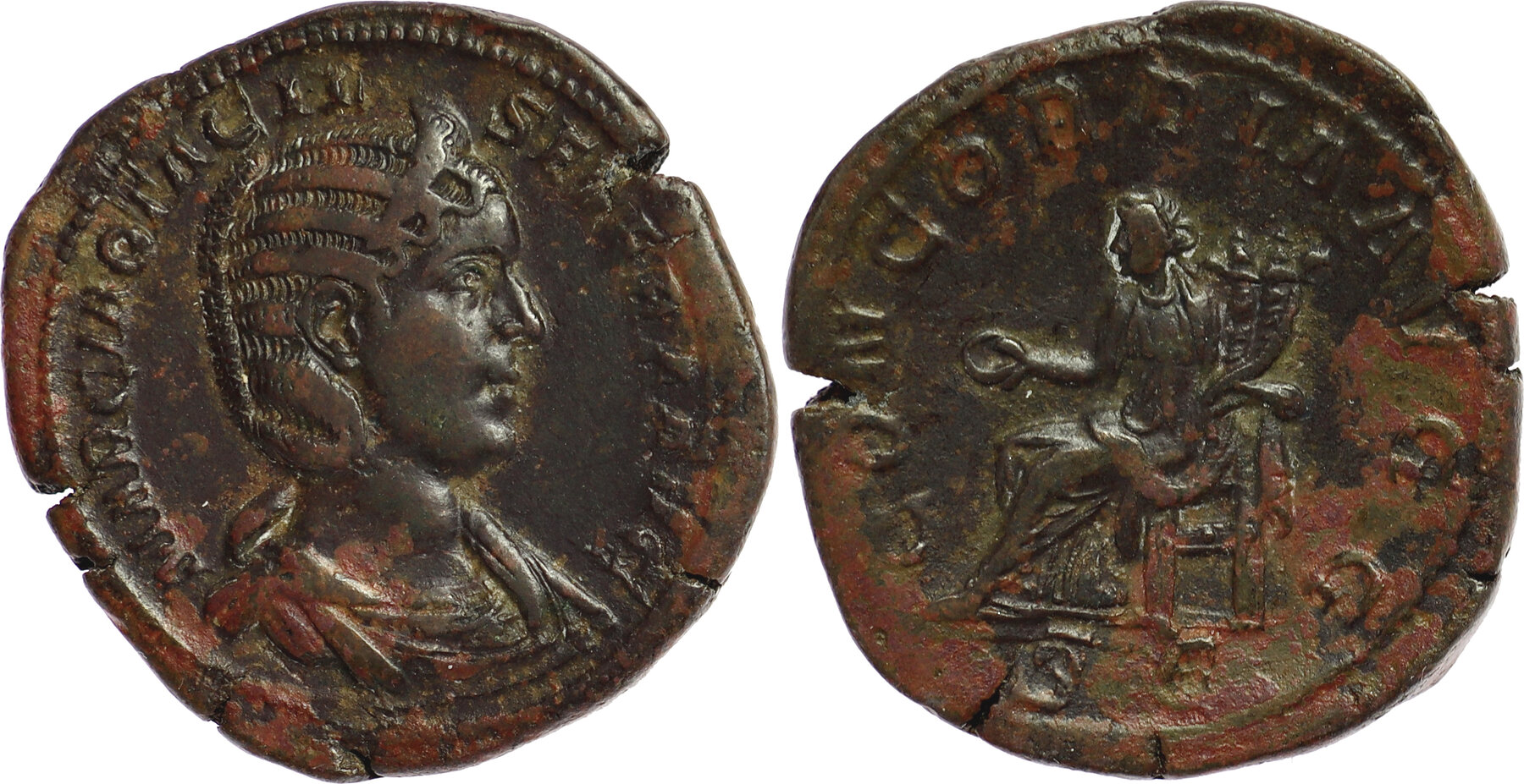 ROMAN EMPIRE AE Sestertius 244-249 A.D. Otacilia Severa, wife of Philippus I the Arab GVF/AEF ...