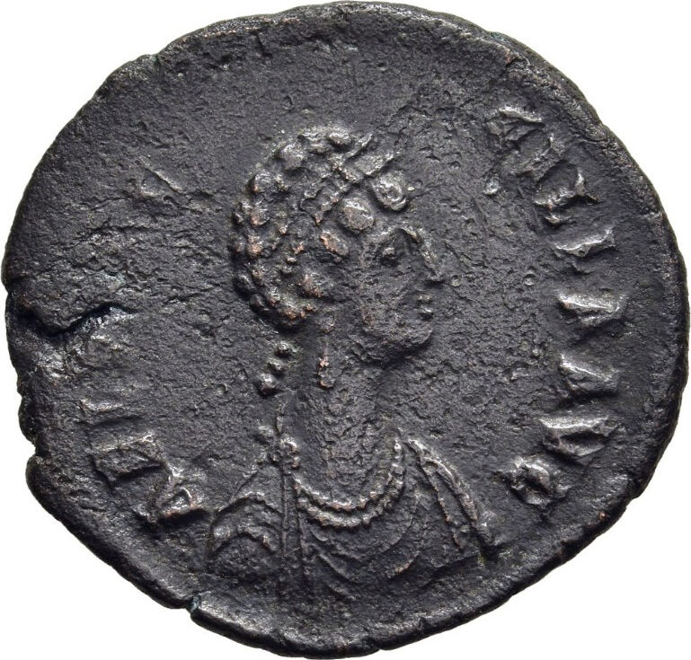 ROMAN EMPIRE Æ Maiorina 383-388 AD Aelia Flaccilla, wife of Theodosius ...
