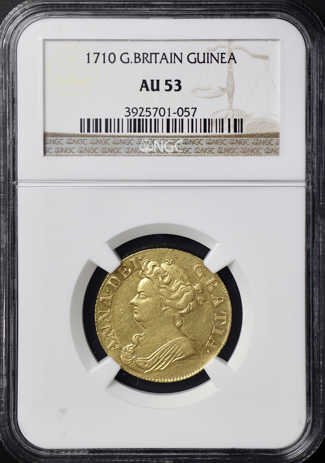 G.BRITAIN GUINEA 1710 Queen Anne - 3rd bust NGC AU 53 | MA-Shops