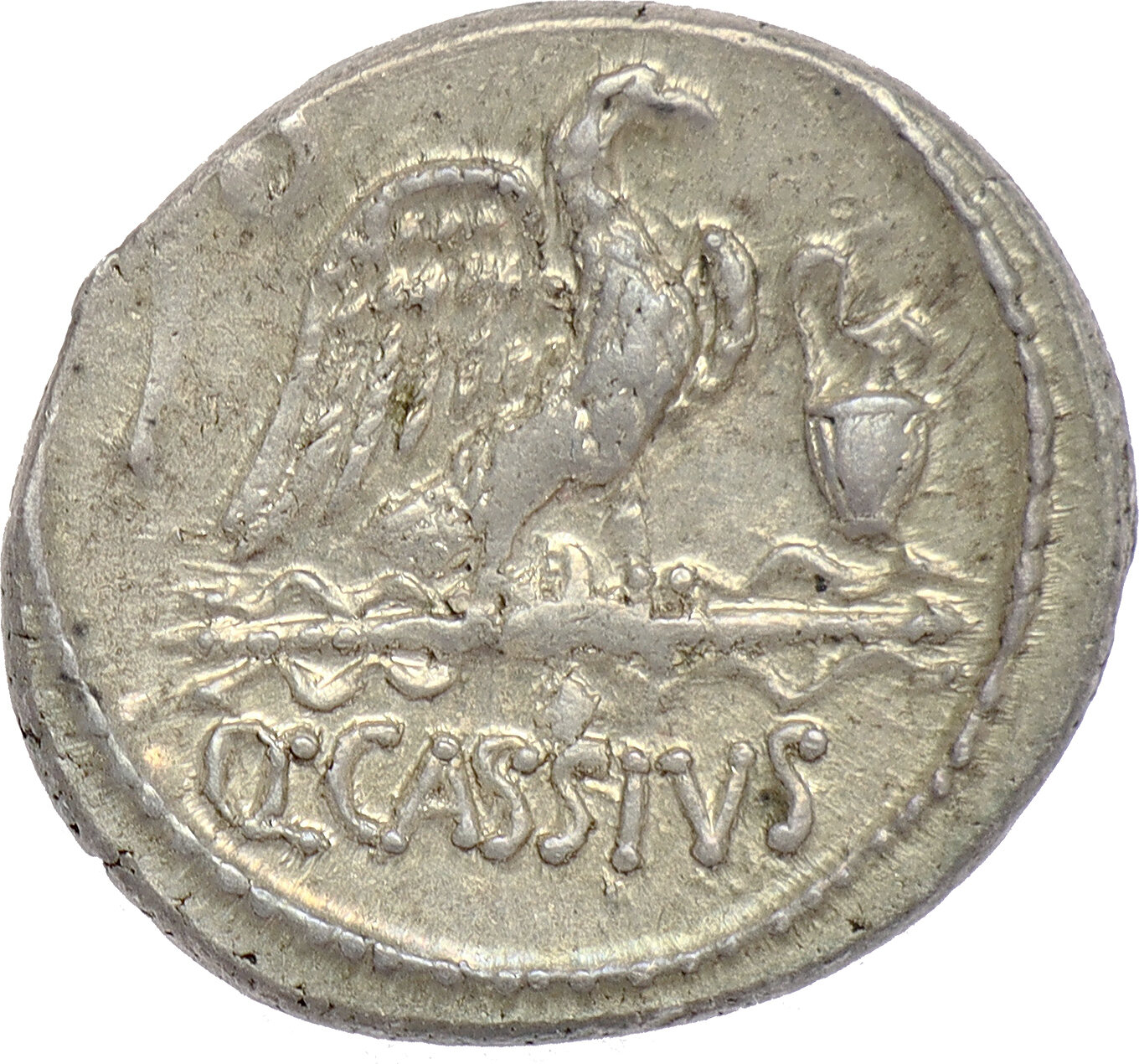 Roman Republic (Imperatorial) AR Denarius 55 BC Q. Cassius Longinus EF ...