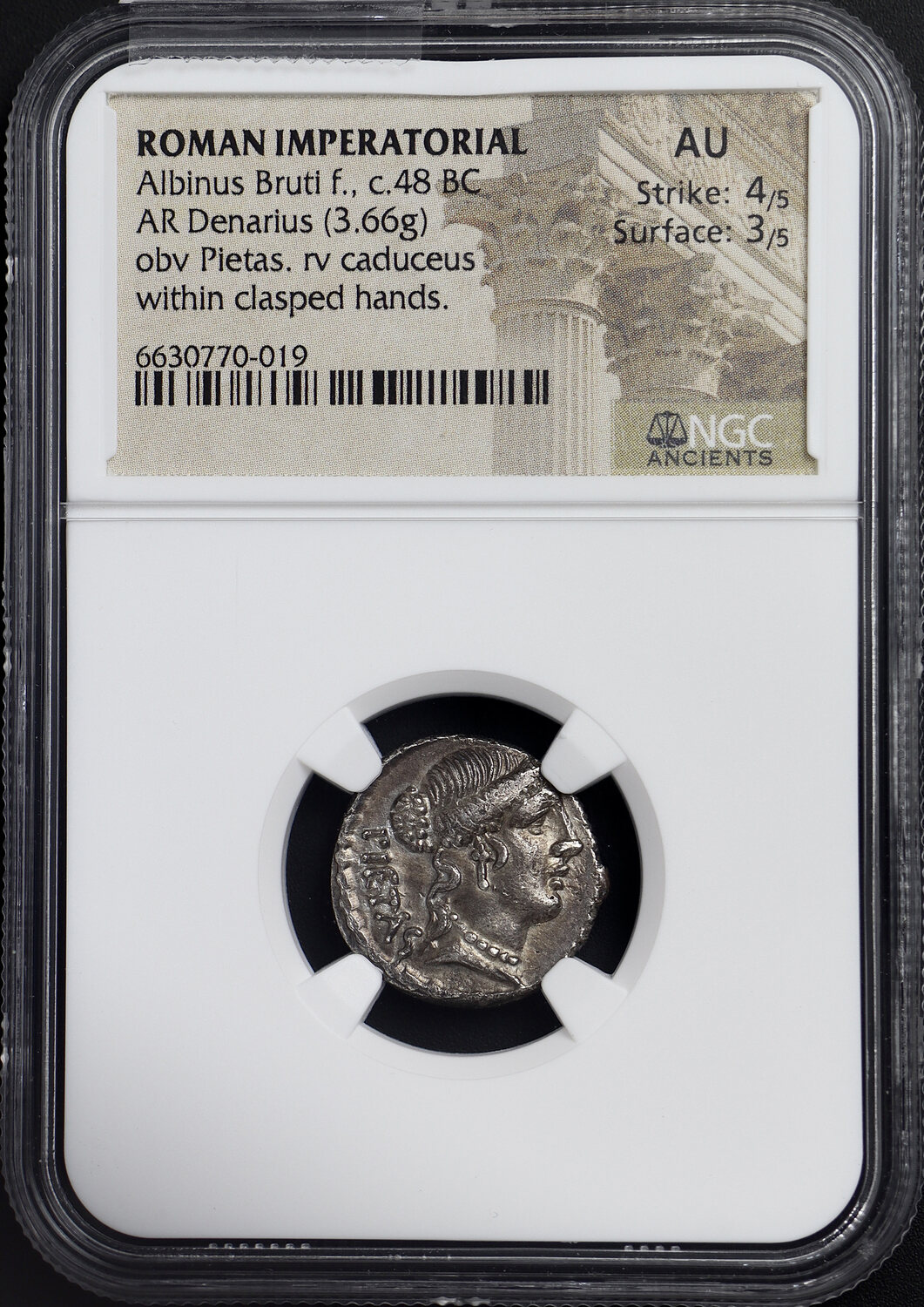 ROMAN IMPERATORIAL AR Denarius Albinus Bruti f., c.48 BC Albinus Bruti ...