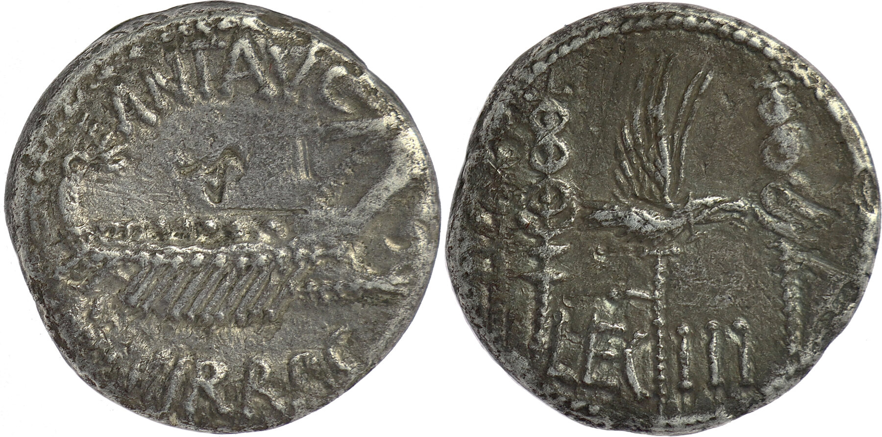 Roman Republic (Imperatorial) AR Denarius 32-31 BC Mark Anthony - Legio ...