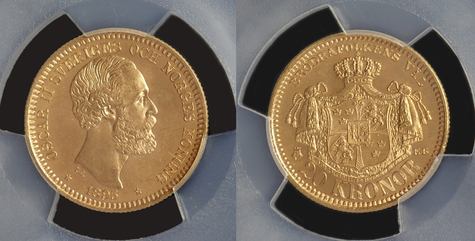 Sweden 20 Kr 1895-EB Oscar II - PCGS Gold Shield - TOP POP PCGS MS66 ...