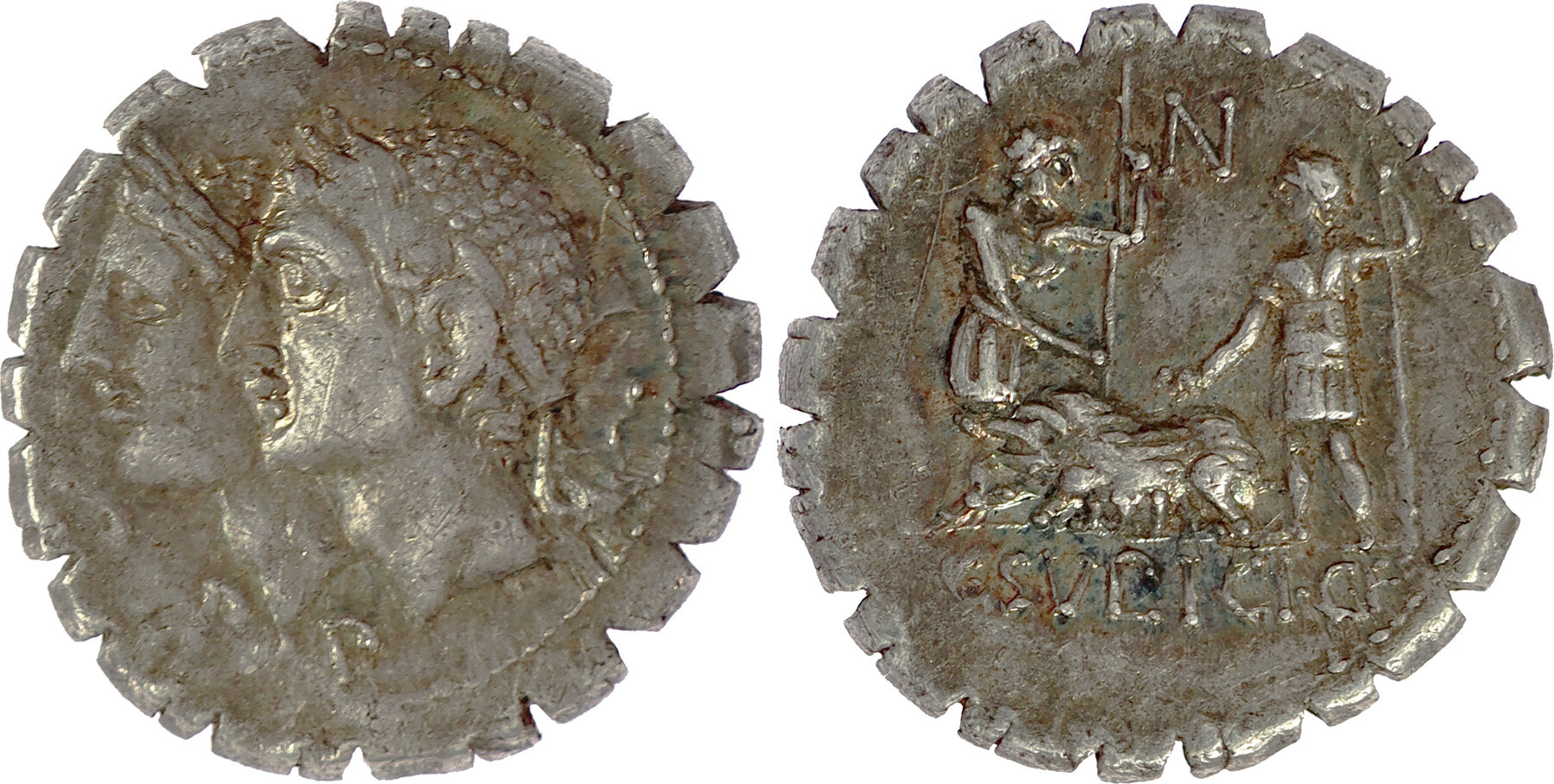 Roman Republic AR Denarius Serratus 106 BC C. Sulpicius C.f. Galba GVF ...