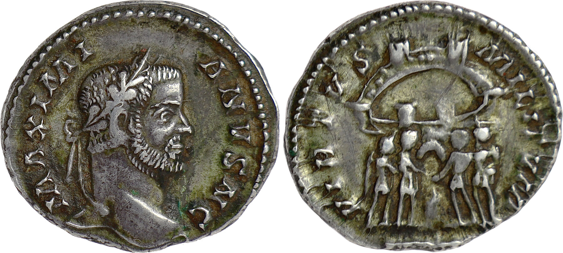 ROMAN EMPIRE Argenteus 294 AD Galerius, as Caesar - UNRECORDED LEGEND ...