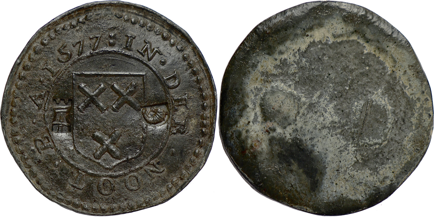 Southern Netherlands 1 Stuiver 1577 Siege of Breda - emergency coin / noodmunt - with provenance ...