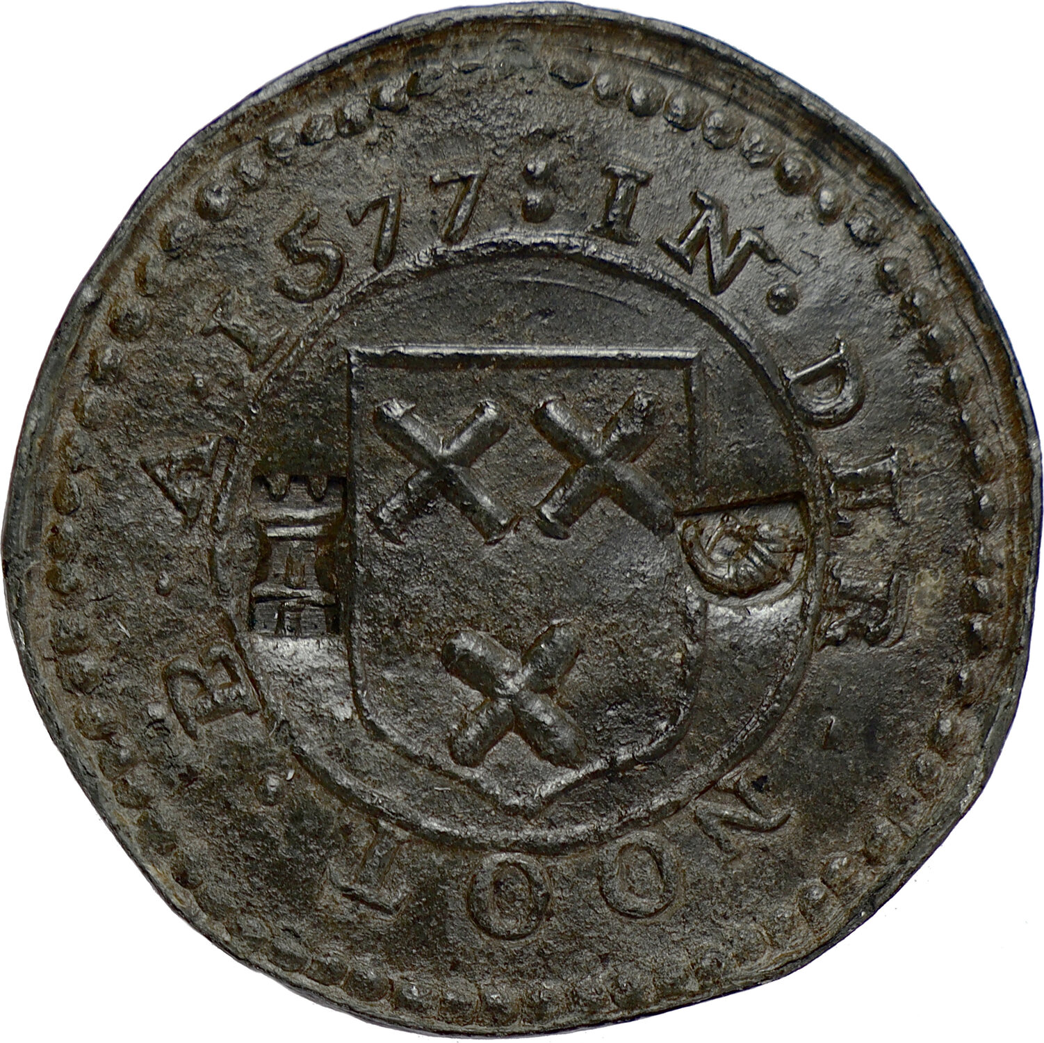 Southern Netherlands 1 Stuiver 1577 Siege of Breda - emergency coin / noodmunt - with provenance ...