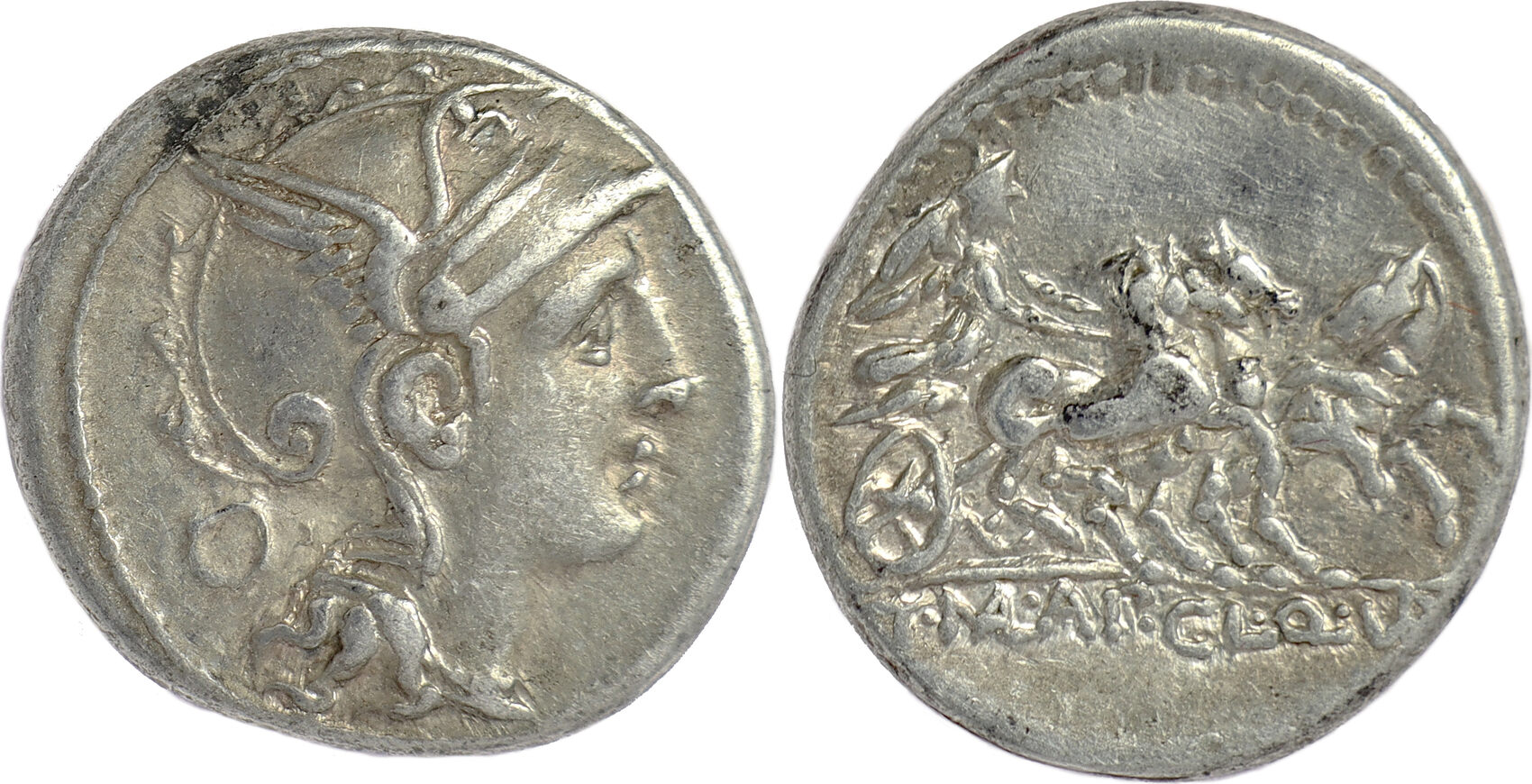Roman Republic AR Denarius 111-110 BC Appius Claudius Pulcher, T ...