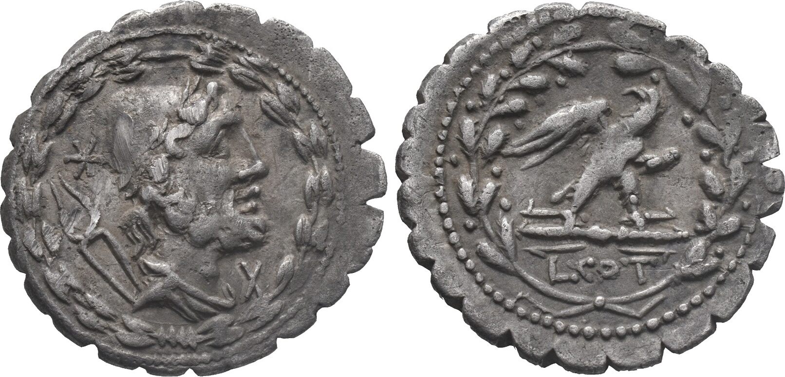 Roma Denarius 105 BC L. Aurelius Cotta.Serratus Good Very Fine3.71 | MA ...
