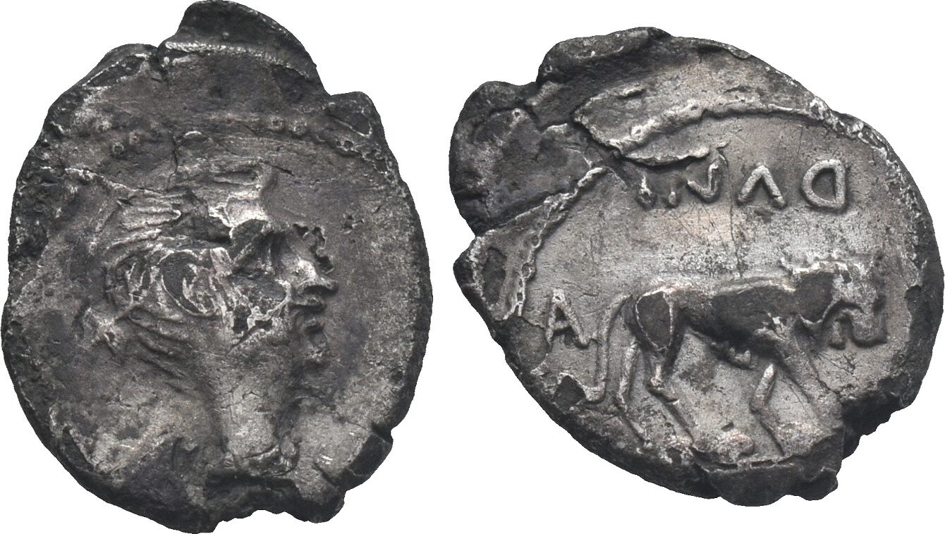 Roma Quinarius 43-42 BC. Fulvia, first wife of M. Antony fine | MA-Shops
