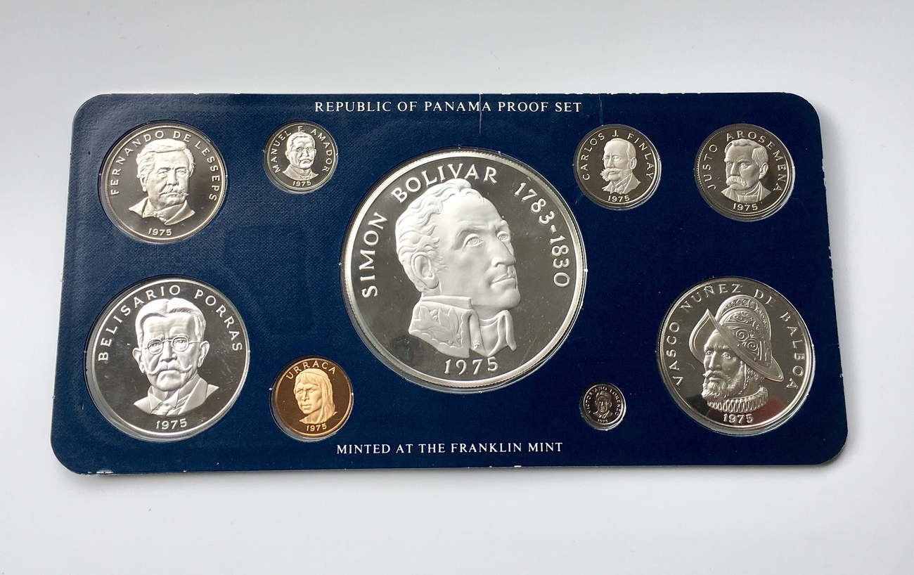 Panama, Proof Coin Set in Box (1975) / First Major Coinage Redesign (9 ...