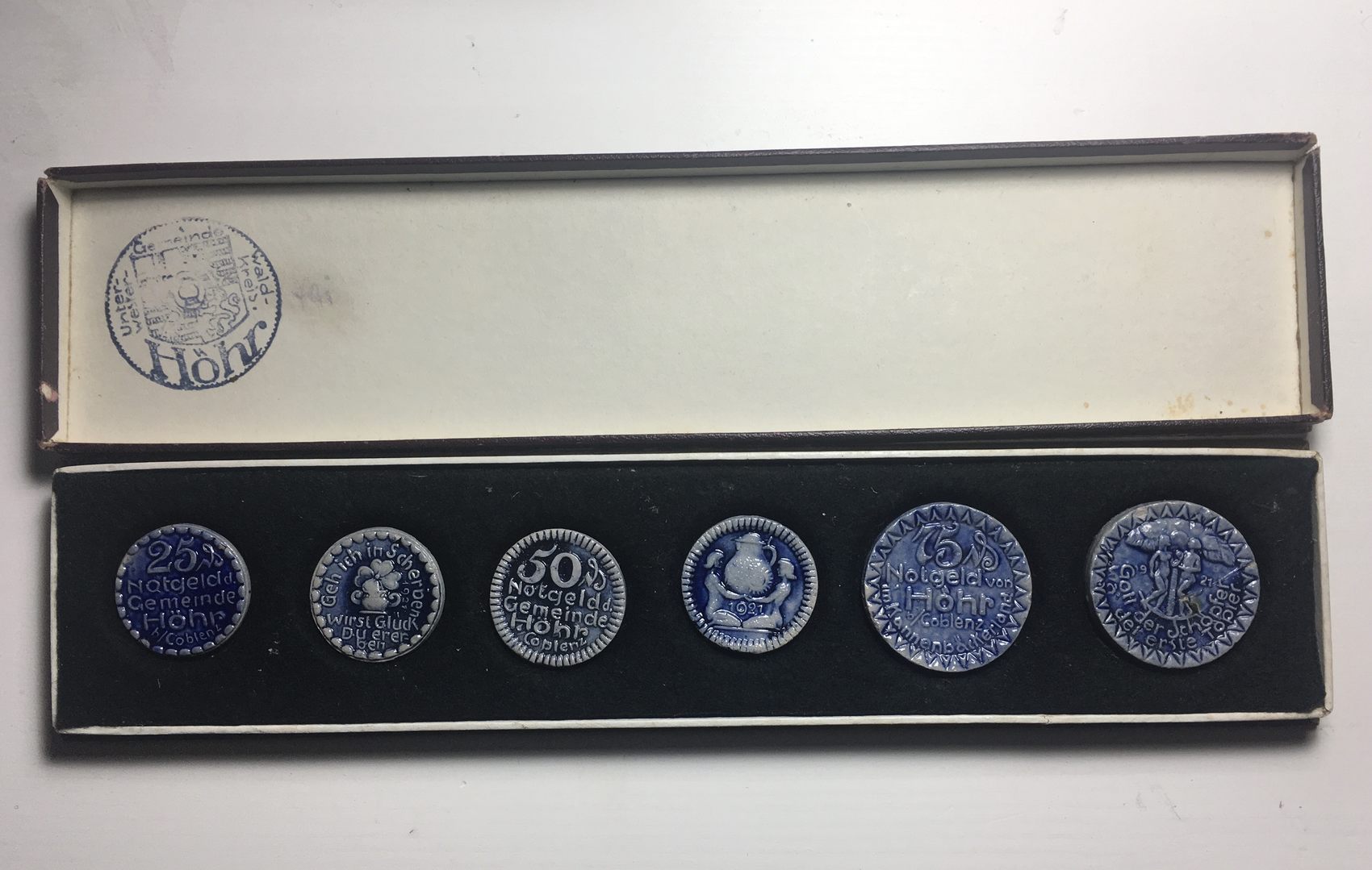 Germany - 25, 50, 75 Pfennig, 1912. Hohr, Notgeld Coblenz, porcelain ...