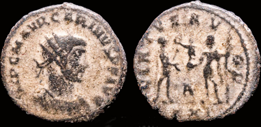 Roman 283-285AD Carinus AE antoninianus Carinus receiving Victory on ...