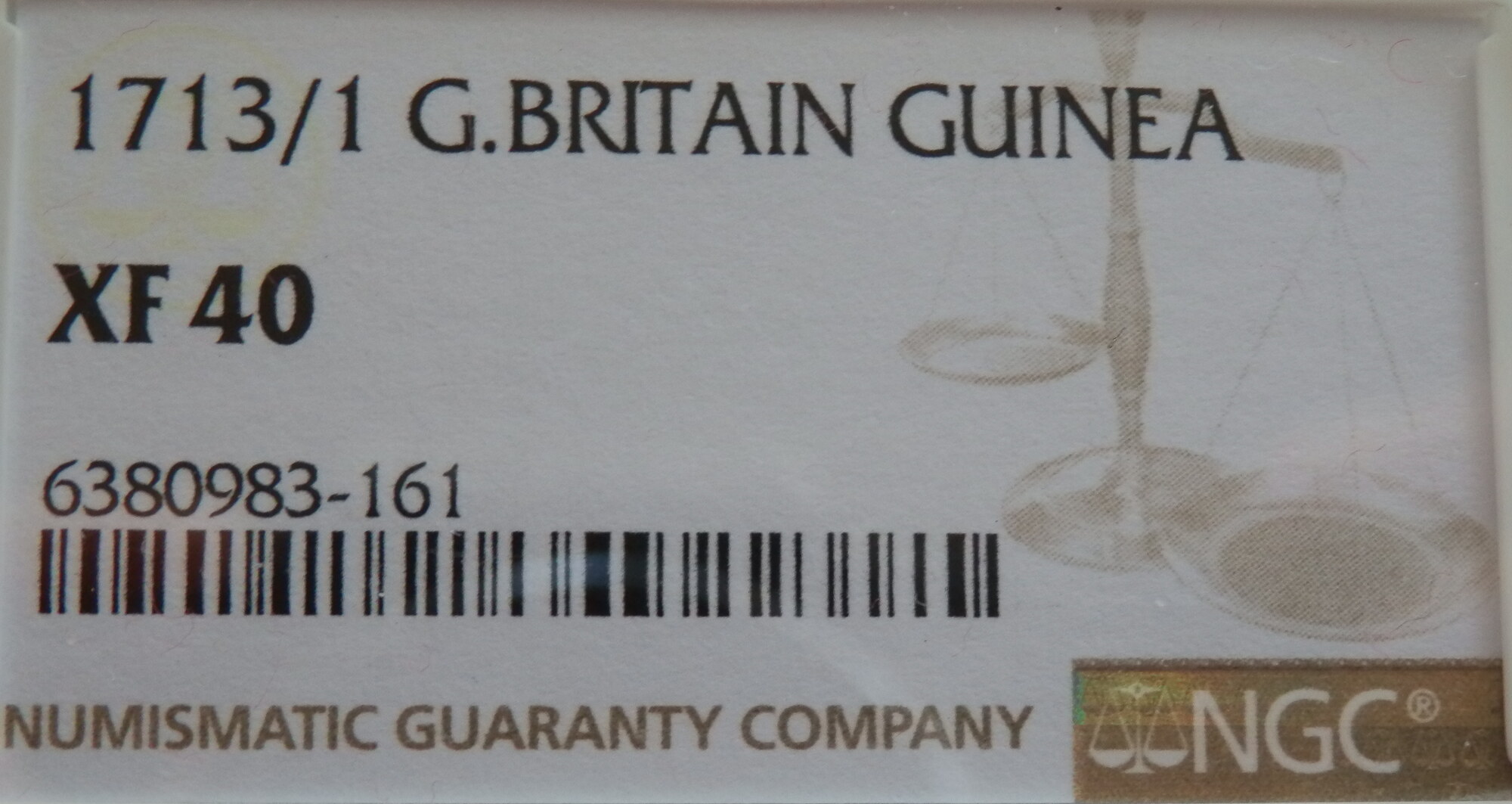 GREAT BRITAIN QUEEN ANNE - GUINEA from Ellerby Hoard by SPINK: 1713 ...