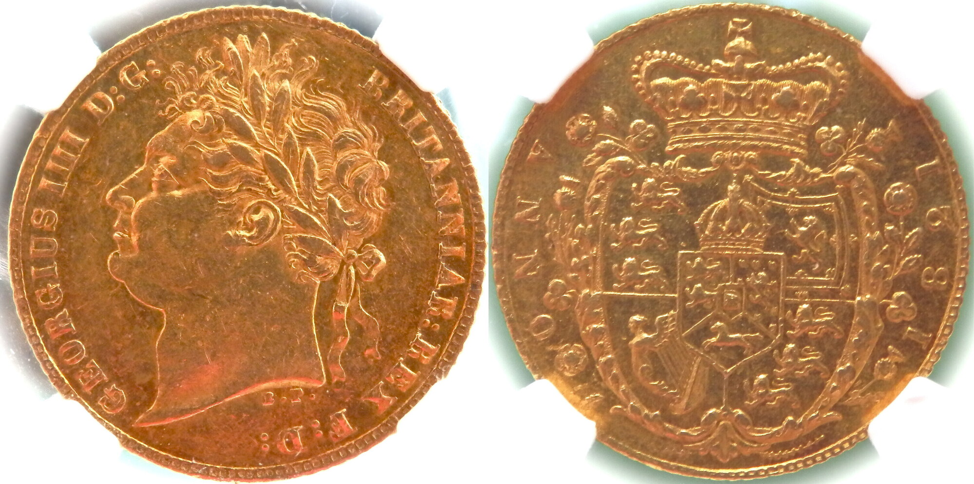 GREAT BRITAIN: HALF-SOVEREIGN 1821: VERY RARE (R3) NGC AU55 | MA-Shops