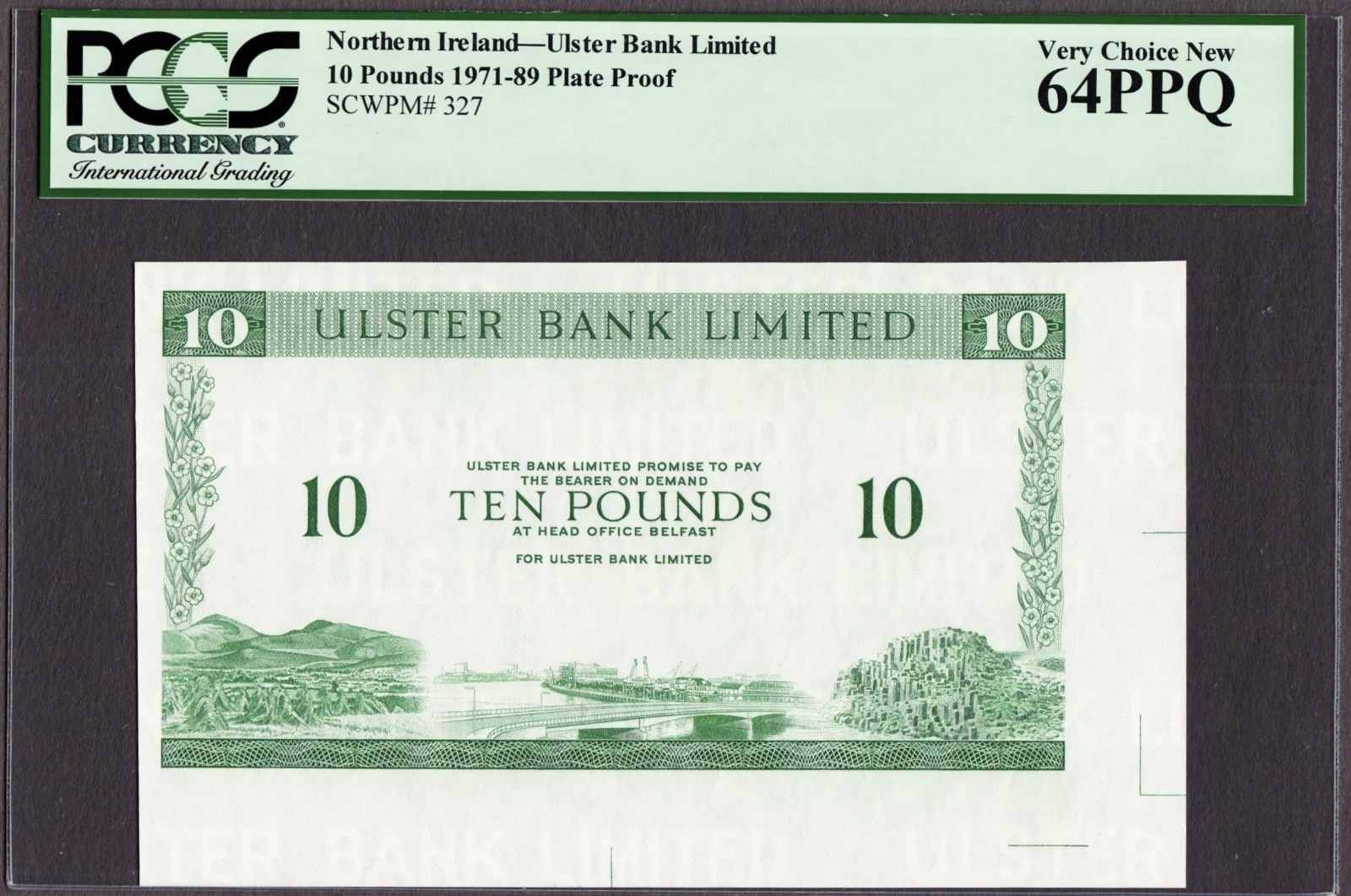 N Ireland Ulster Bank Ltd 10 Pounds 1971-89 PLATE PROOF P-327 CH UNC ...