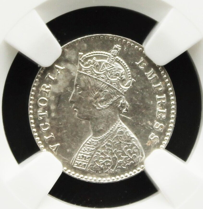 2 Annas British India Victoria 1877 C Sandw 6 347 Type A1 Ngc Unc Details