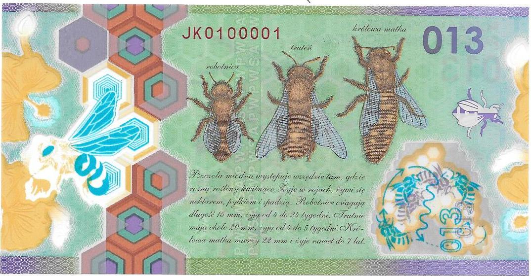 POLAND / POLEN test note POLIMER 2013 HONEY BEE. Test note Polish PWPW ...