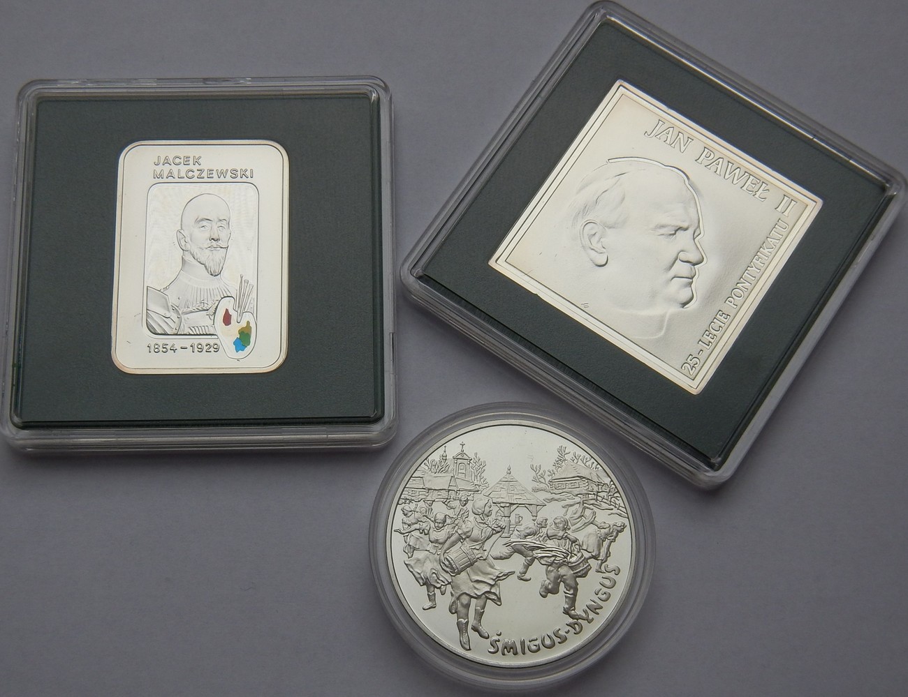 POLAND / POLEN Set 3 silver coins 2003-2004 Jacek Malczewski, Jan Pawel ...